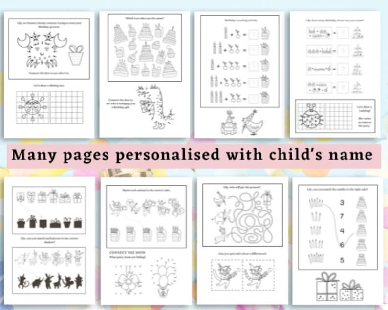 Personalised Birthday Activity Book digital File - Etsy