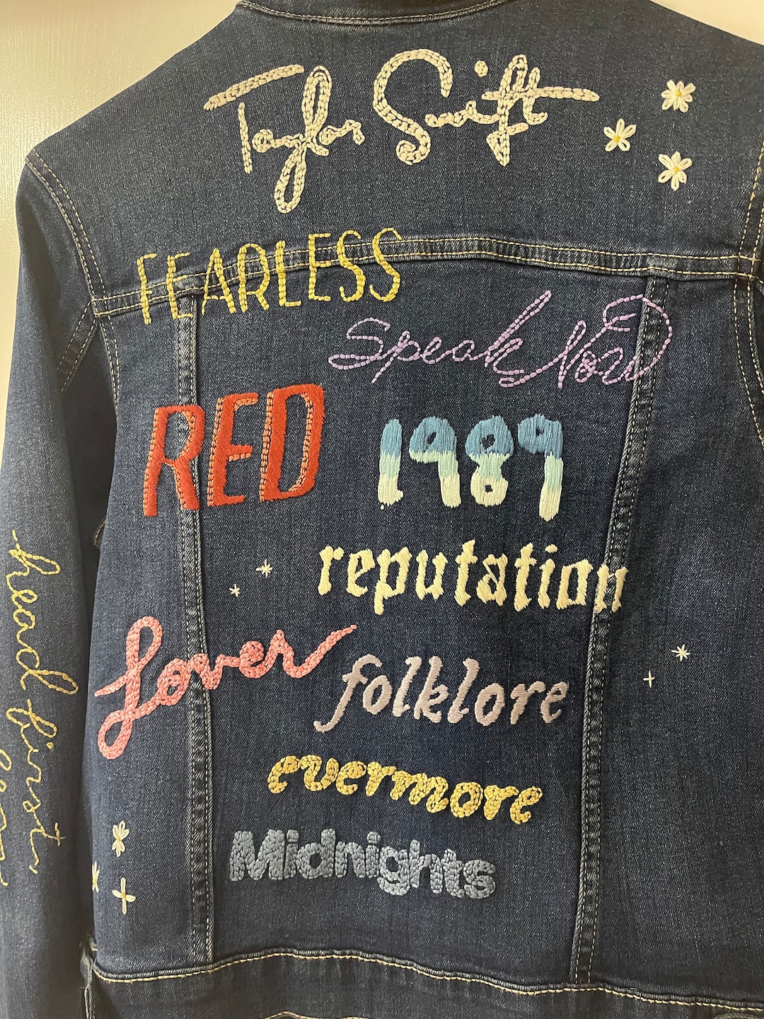 Custom Hand Embroidered Taylor Swift Jean Jacket | the Eras Tour Custom ...