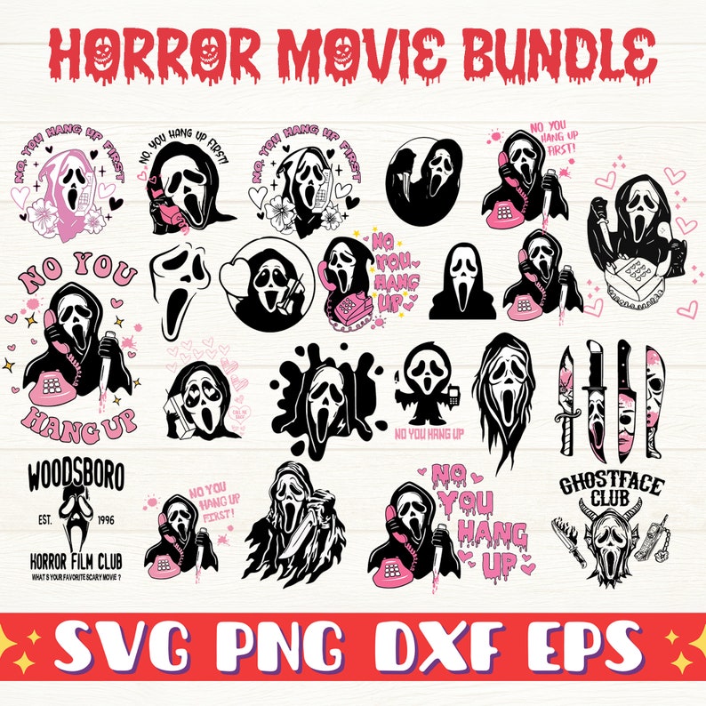 25 Horror Characters Svg Bundle, You hang up, Horror svg, Sarcastic ...