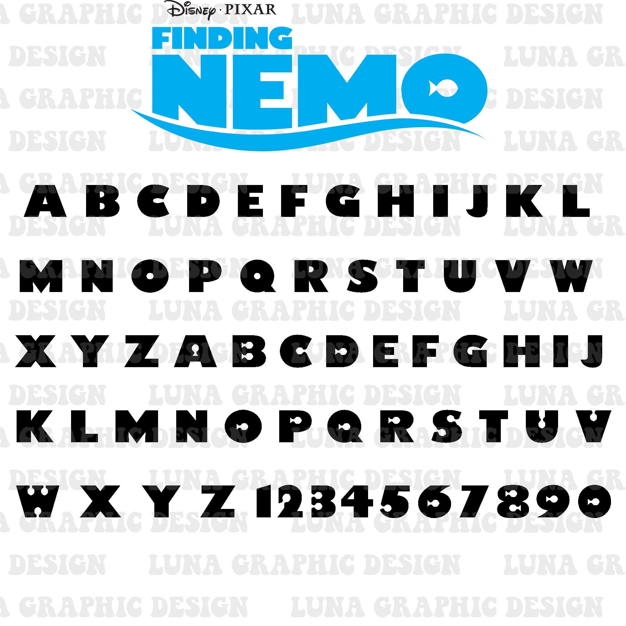 Finding Nemo Font SVG TTF OTF finding Nemo Svg, Finding Nemo Ttf ...