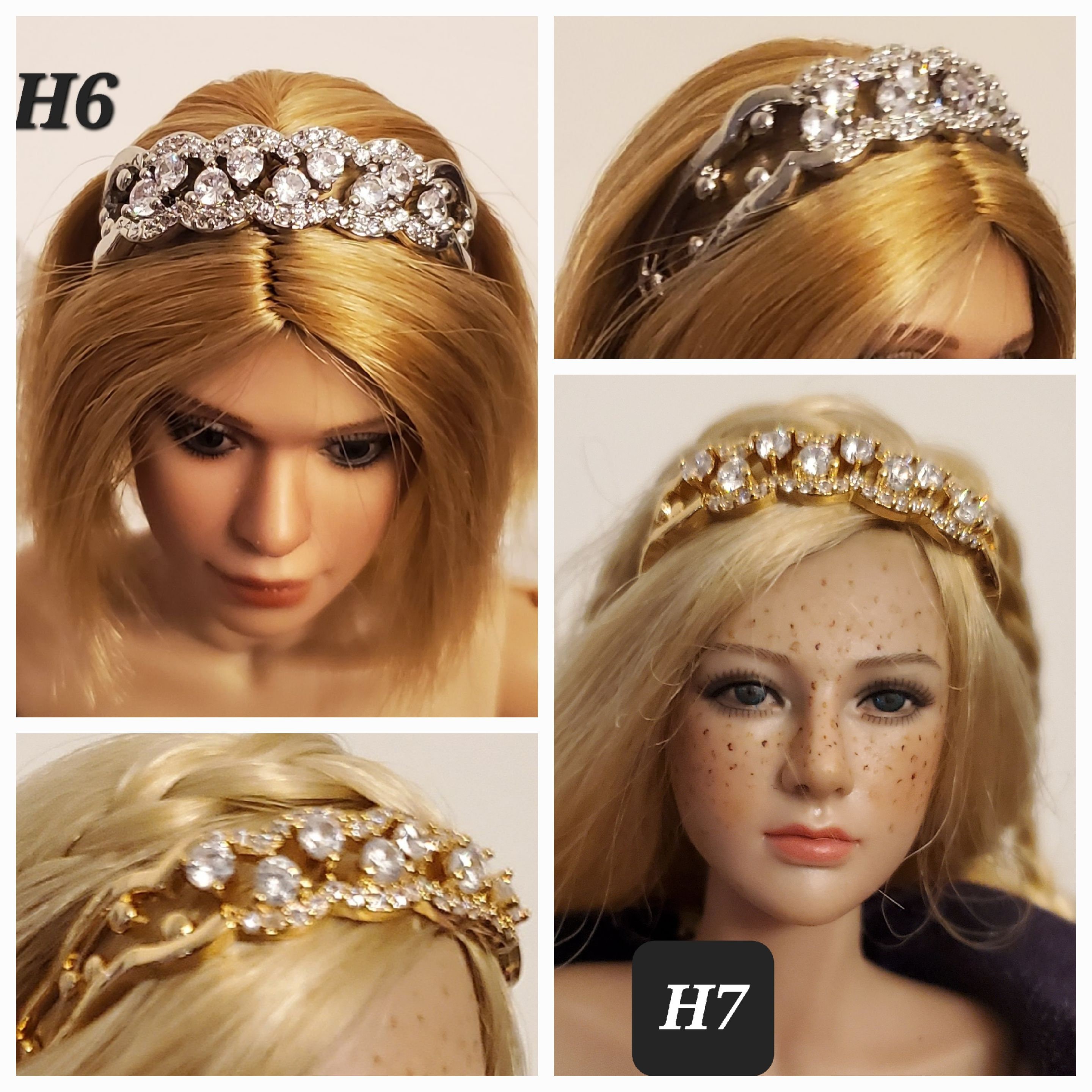 1/6 Headband Style Metal Tiara Crown Crystal Phicen Queen Princess ...