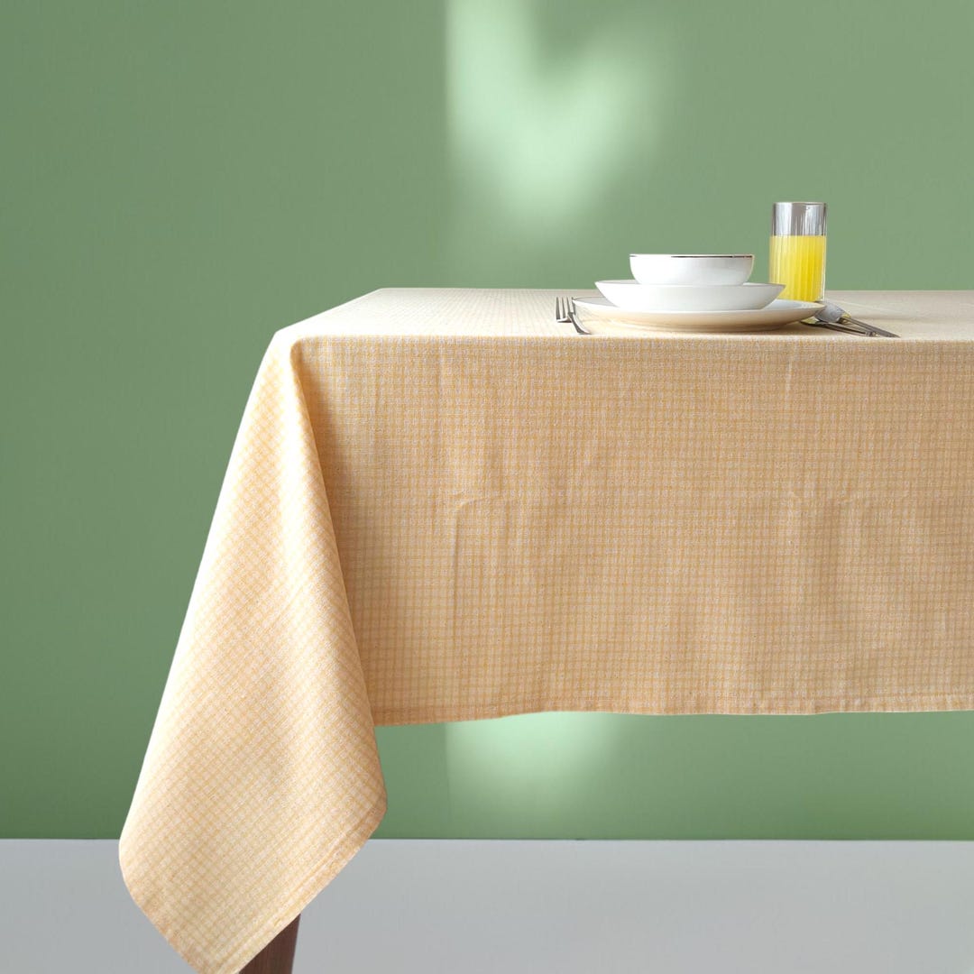 Yellow Table Linen, Natural Organic Linen Tablecloth, Handmade Table ...