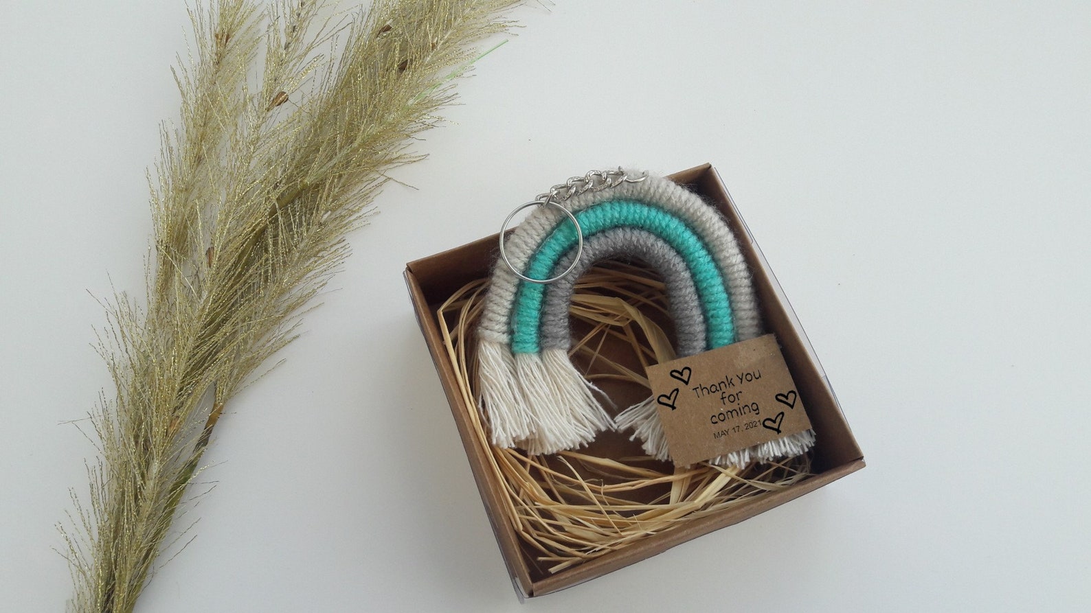 Personalized Mini Macrame Rainbow Keychain Thank You for - Etsy