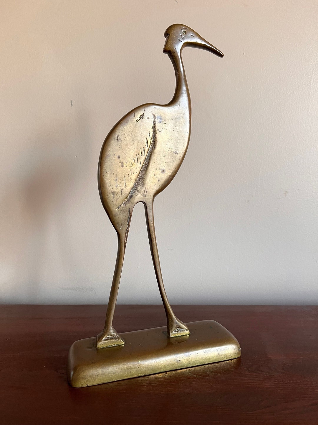 Vintage Brass Crane Gold Bird Statue Mid Century Modern Figurine - Etsy