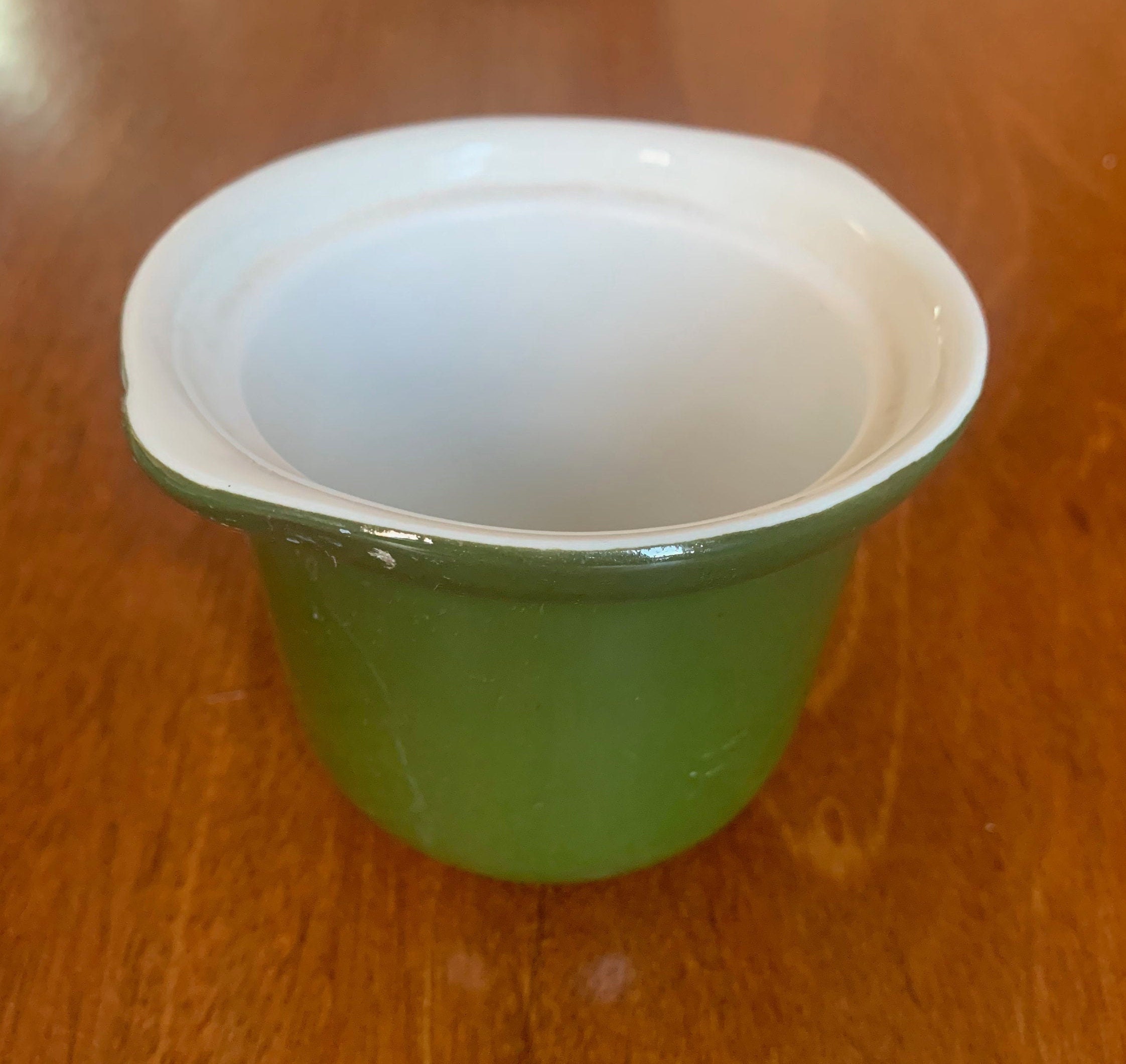Vintage Hall Pottery Green and White Large Cup/ramekin - 1970s Hall ...