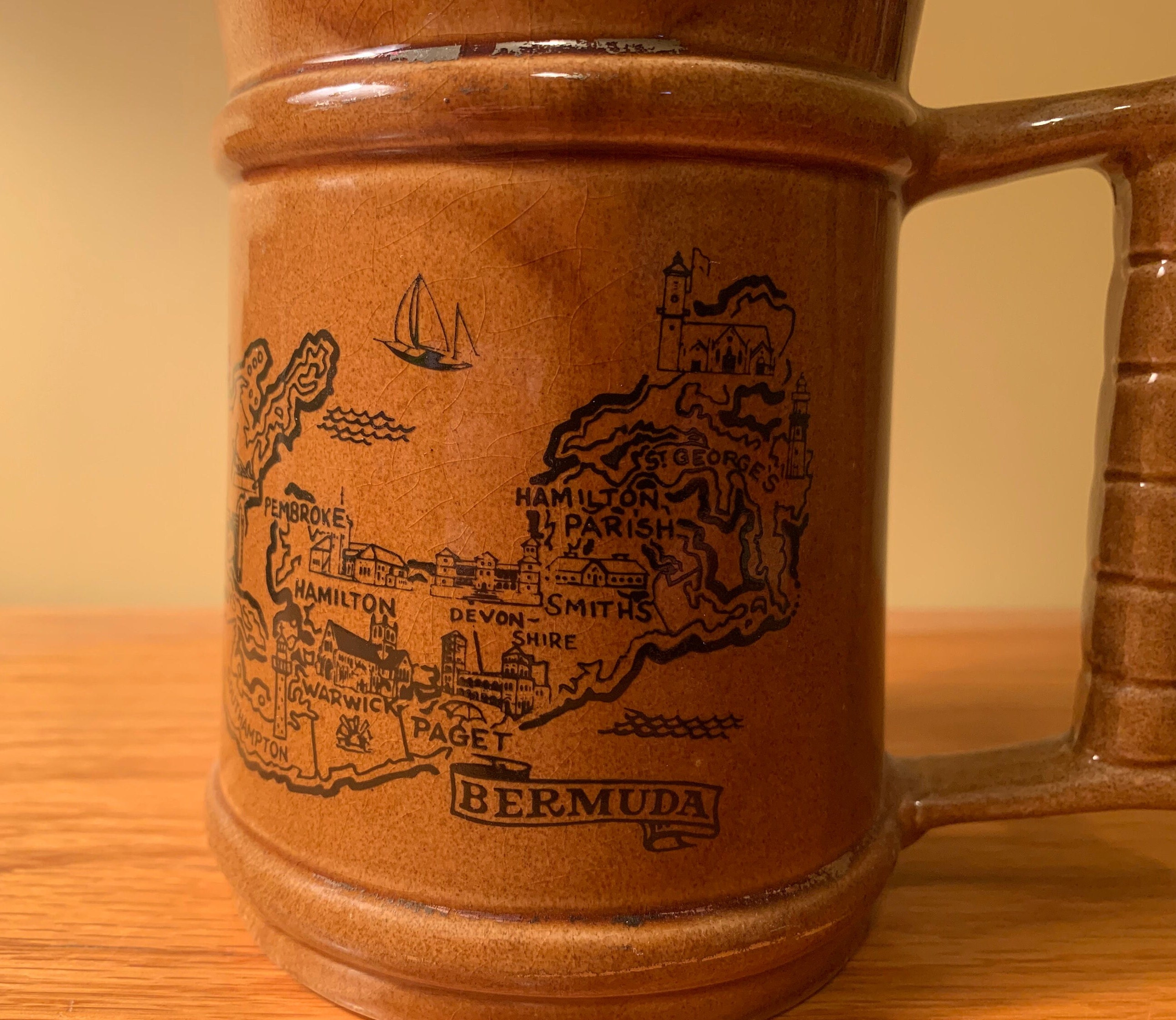 Vintage Bermuda Beer Stein Mug / Map of Bermuda / Beer Glass / Bermuda ...