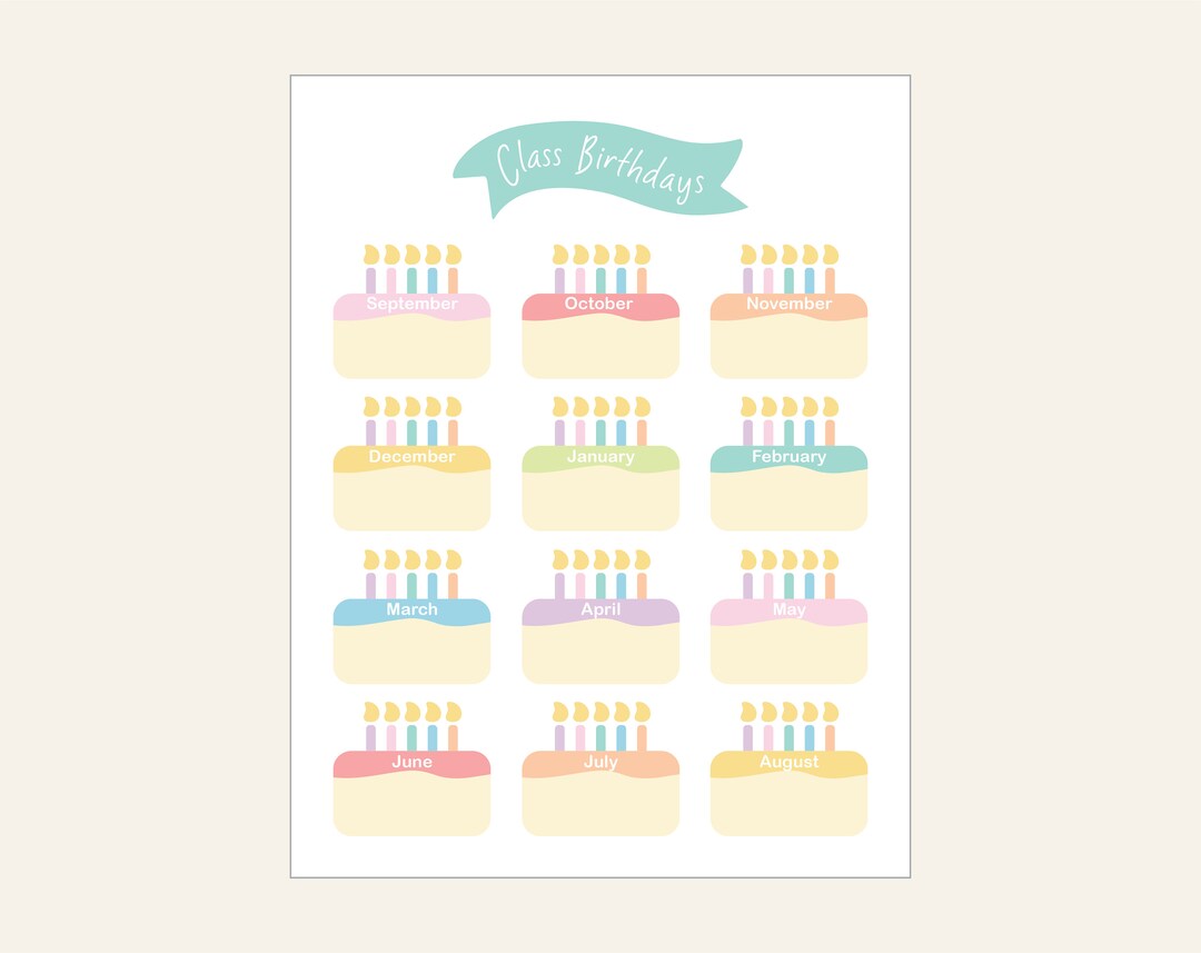 Class Birthday Planner Print, Printable Resources, Teacher Educator ...