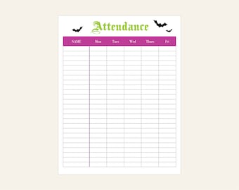 Weekly Attendance Sheet Pink for Teachers, Prints for Classroom ...
