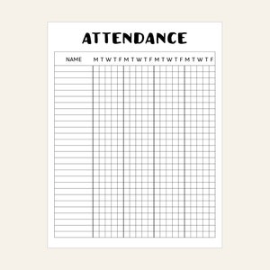 Monthly Attendance Sheet Pink for Teachers, Prints for Classroom ...