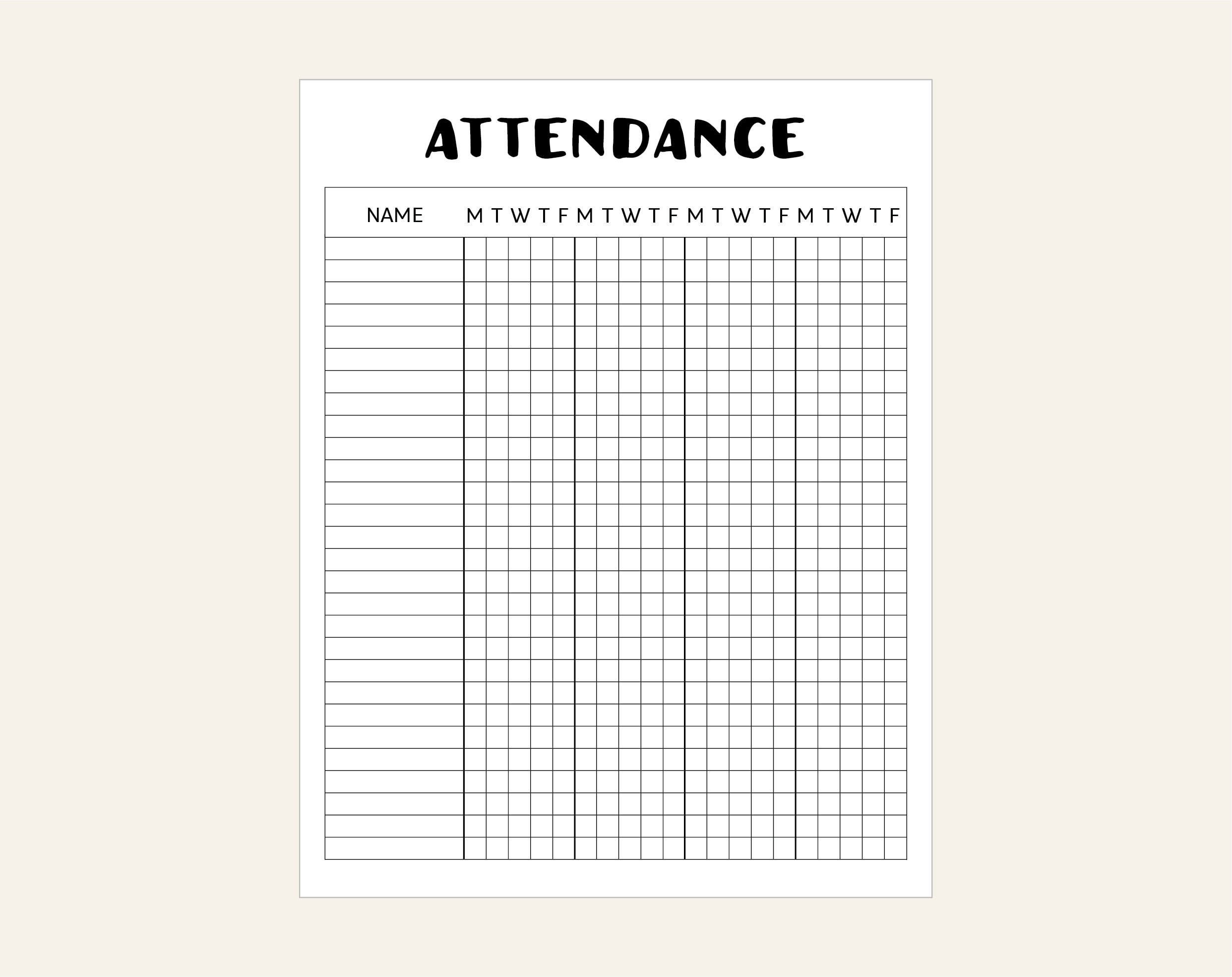 Monthly Attendance Sheet Pink for Teachers, Prints for Classroom ...