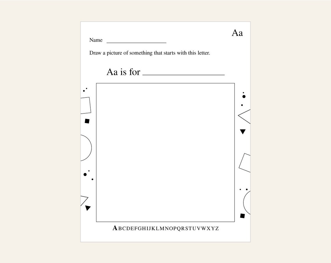 Alphabet Drawing Worksheet, Teachers Subs Parents, Learning Young, Art ...