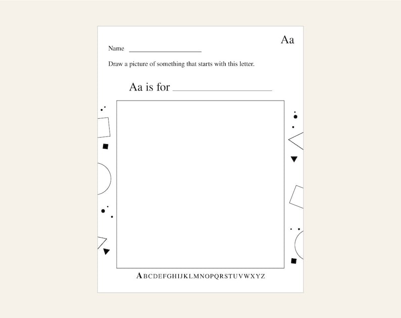 Alphabet Drawing Worksheet, Teachers Subs Parents, Learning Young, Art ...