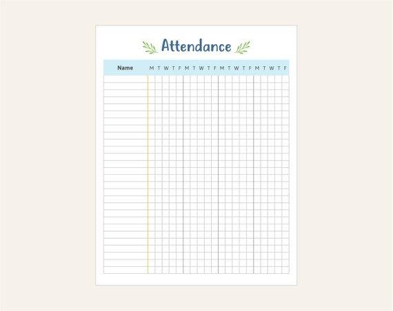 Monthly Attendance Sheet for Teachers Prints for Classroom - Etsy