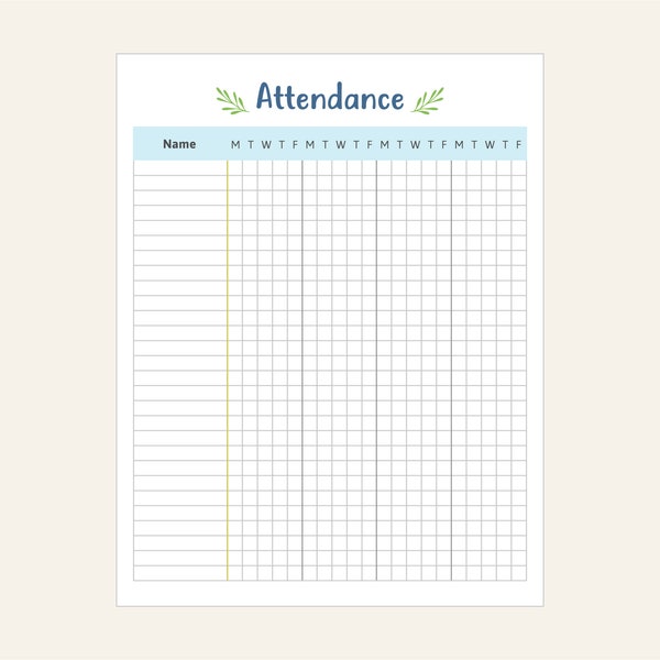 Weekly Attendance Sheet Pink for Teachers, Prints for Classroom ...