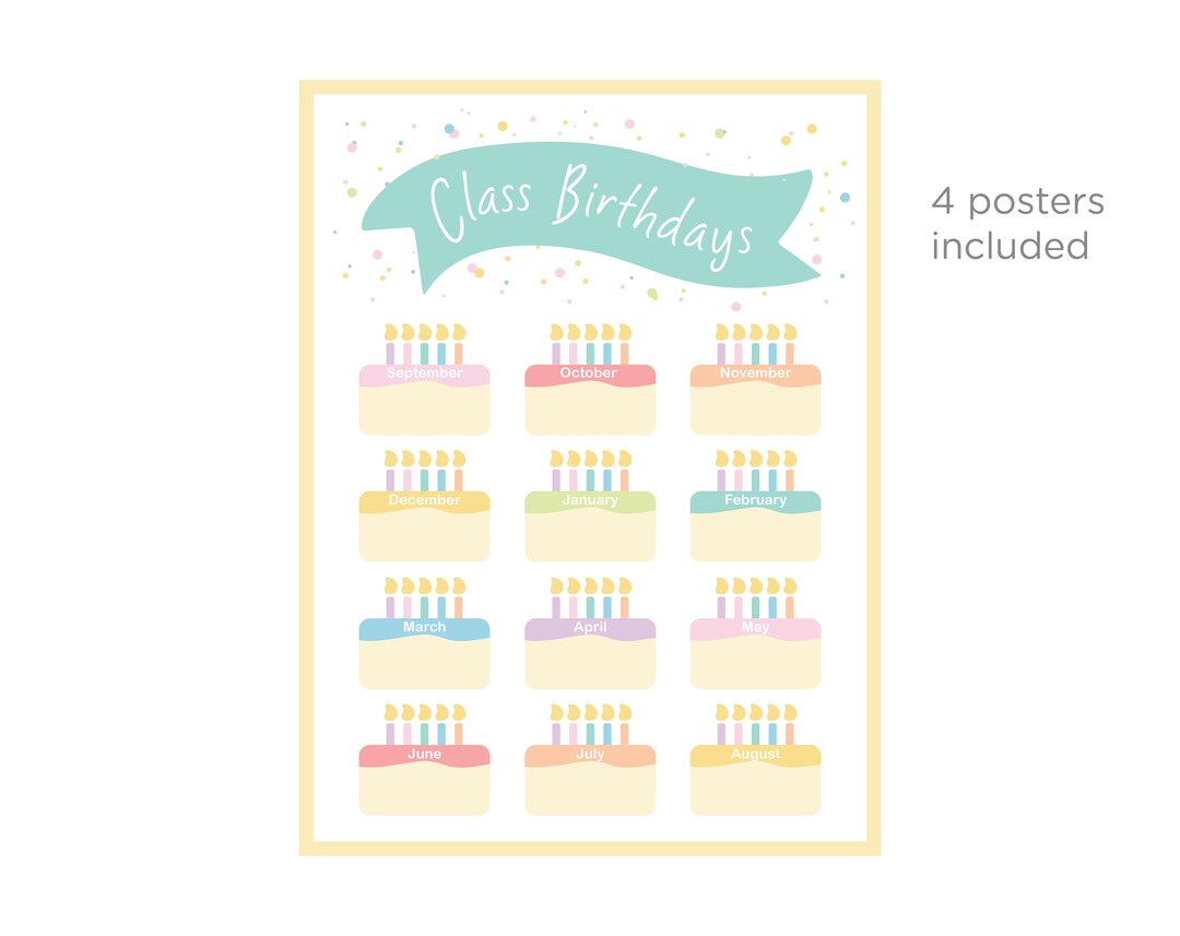 Class Birthday Posters, Display for Teachers Educators, Cute Classroom ...