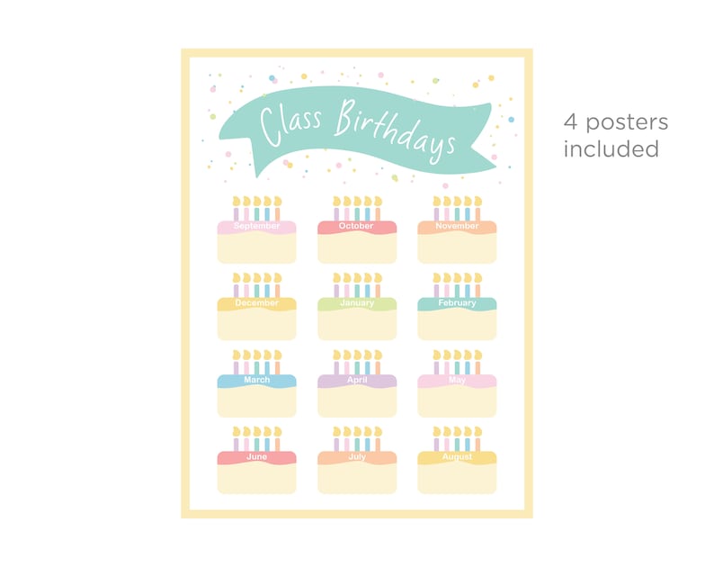 Class Birthday Posters, Display for Teachers Educators, Cute Classroom ...