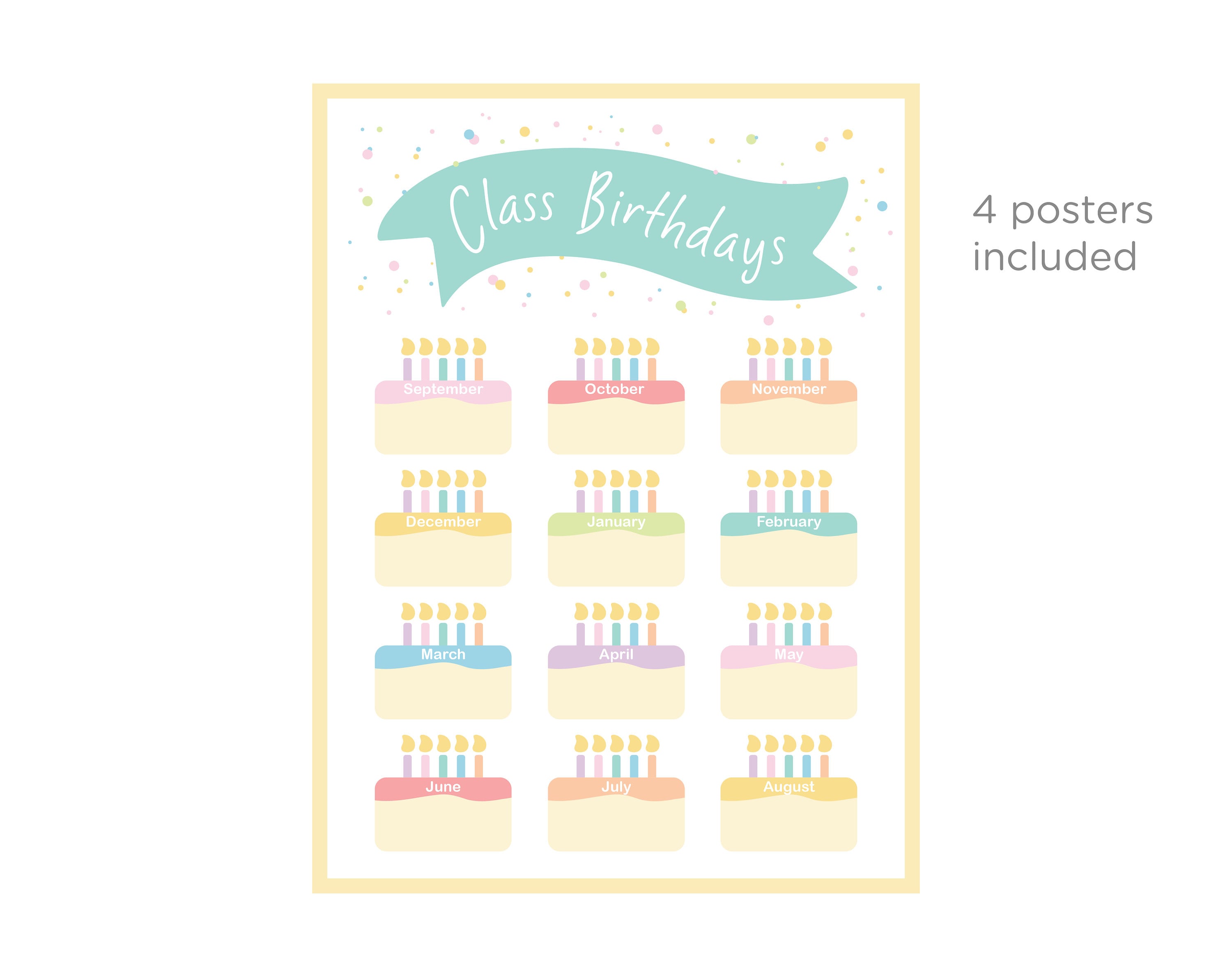 Class Birthday Posters, Display for Teachers Educators, Cute Classroom ...