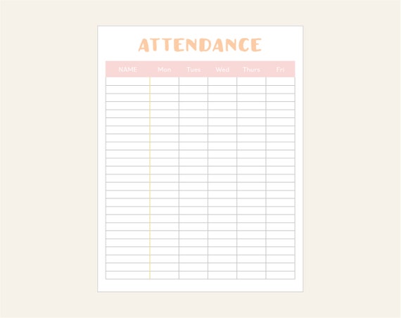 Weekly Attendance Template