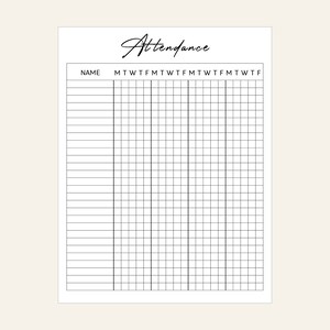 Monthly Attendance Sheet Pink for Teachers, Prints for Classroom ...