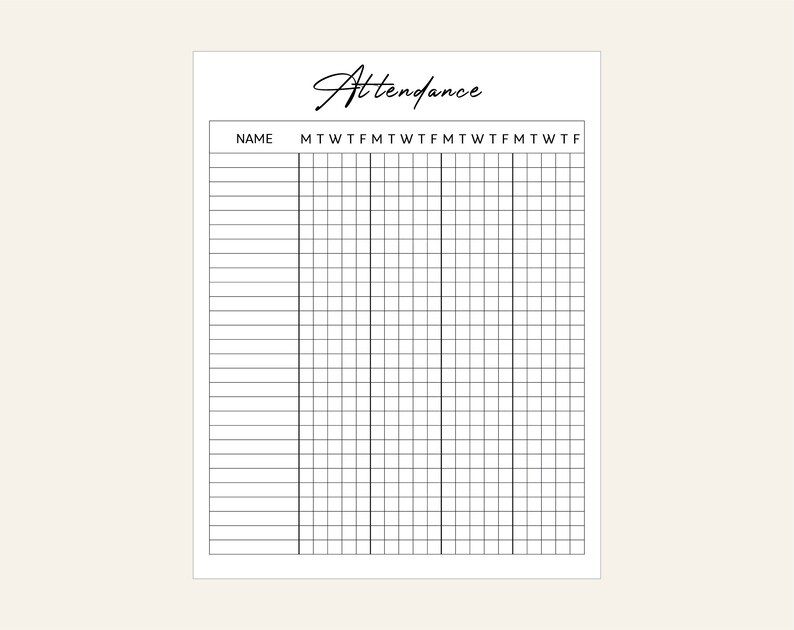 Monthly Attendance Sheet Pink for Teachers, Prints for Classroom ...
