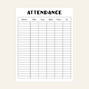 Weekly Attendance Sheet Pink for Teachers, Prints for Classroom ...