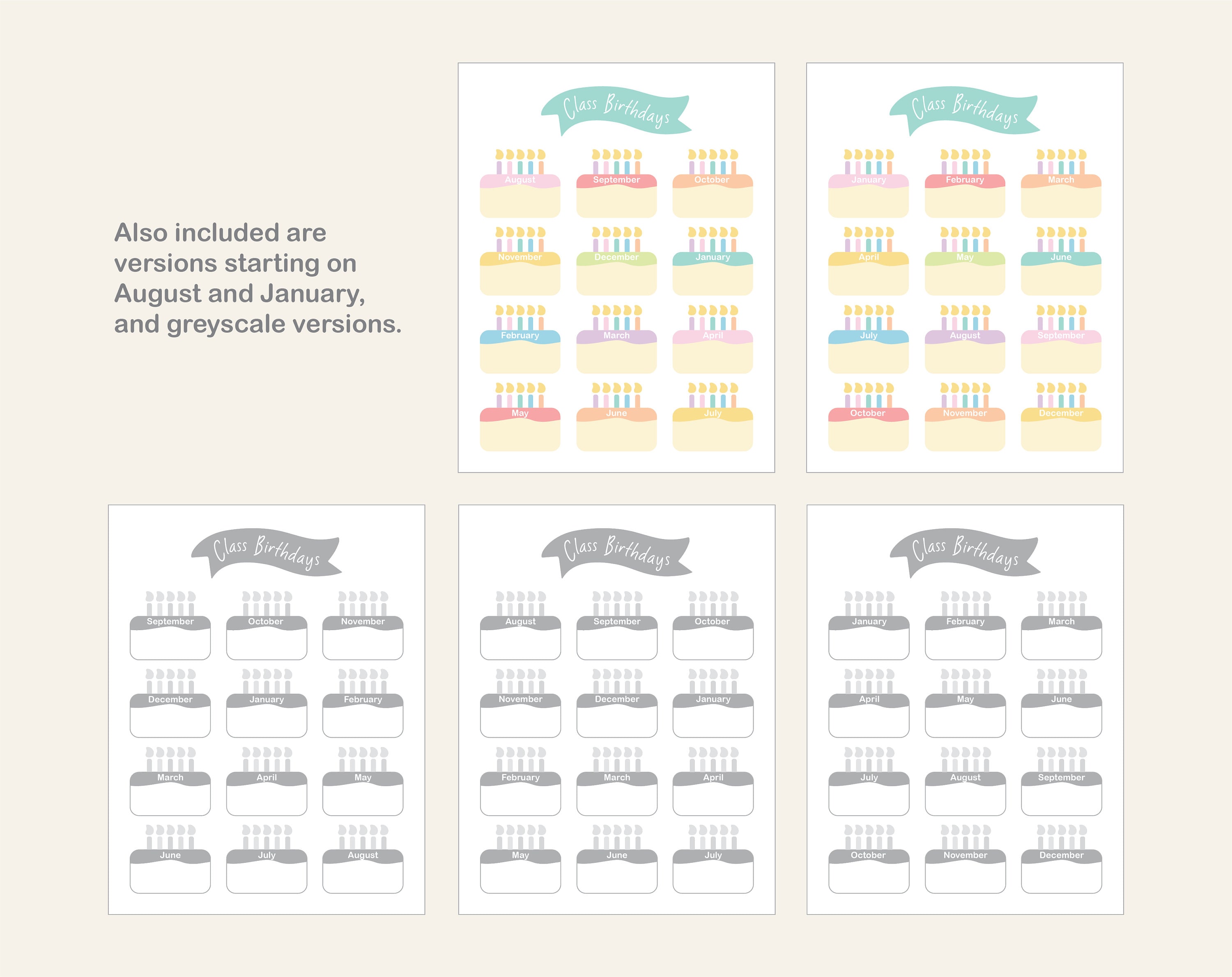 Class Birthday Planner Print, Printable Resources, Teacher Educator ...