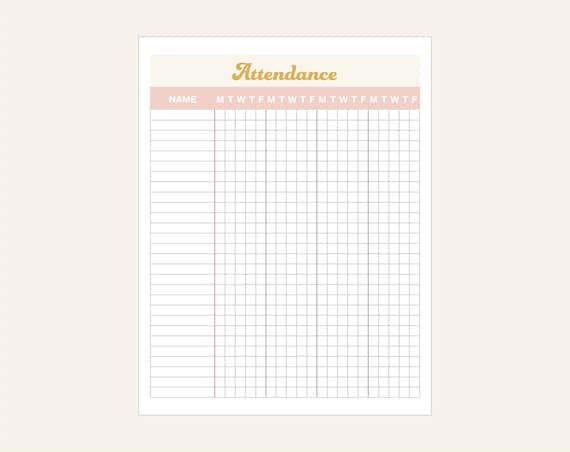 Monthly Attendance Sheet Pink for Teachers Classroom Prints - Etsy