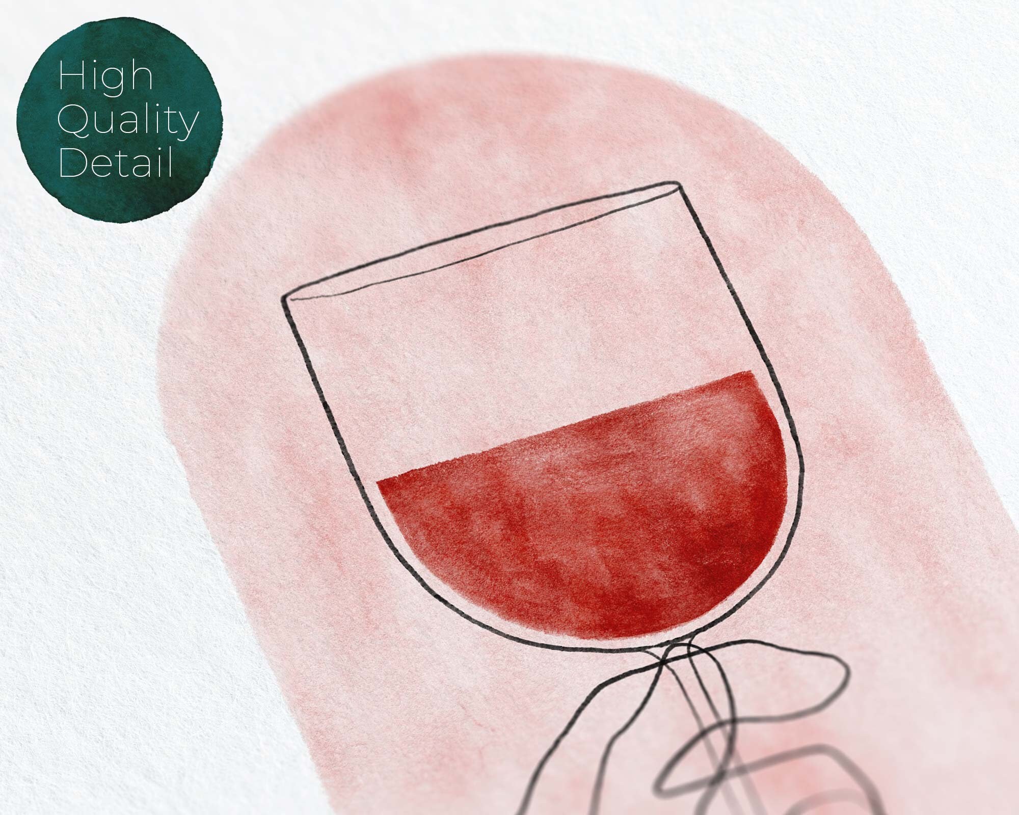 Red Wine Line Drawing Printable Wall Art Boho Minimalist | Etsy