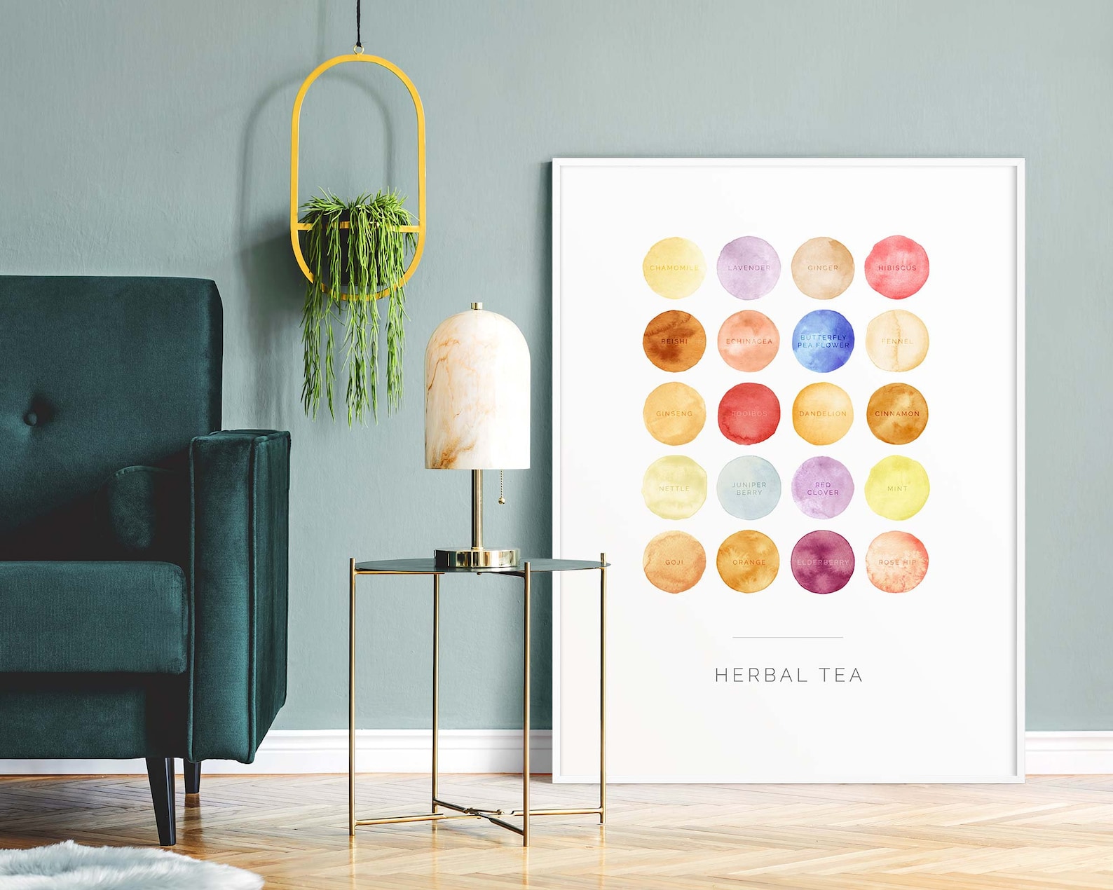 Herbal Tea Color Chart Printable Wall Art Modern Minimalist - Etsy