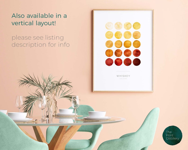 Whiskey Color Scale Chart Horizontal Printable Wall Art | Etsy