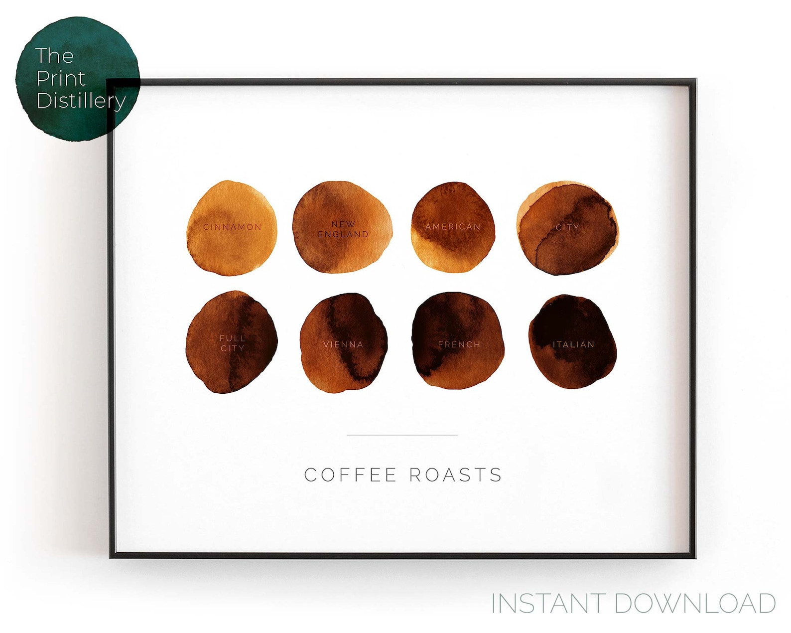 Coffee Roast Color Chart | Horizontal Printable Wall Art, Modern ...