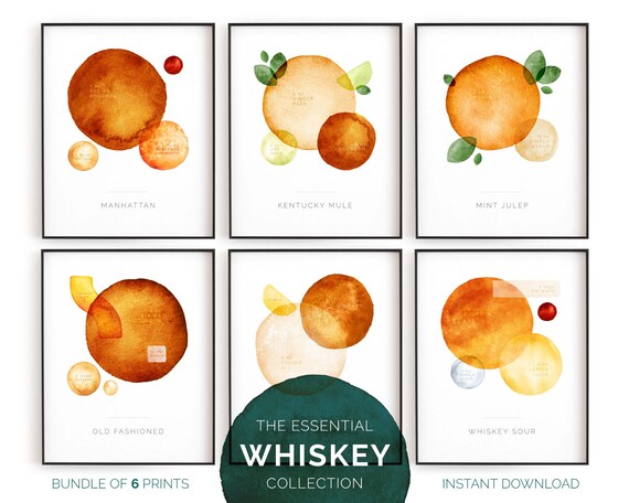 Set of 6 Whiskey Print Bundle Printable Wall Art Modern - Etsy