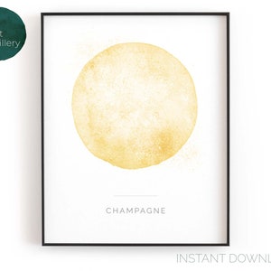 Champagne | Printable Wall Art, Modern Minimalist Watercolor Sparkling ...
