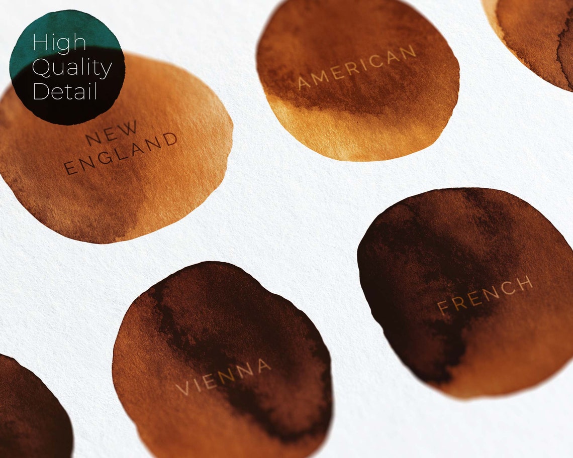 Coffee Roast Color Chart Horizontal Printable Wall Art | Etsy