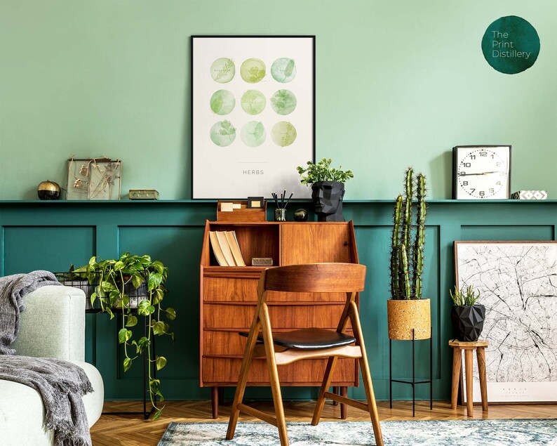 Herb Color Chart | Printable Wall Art, Modern Minimalist Dining Room ...