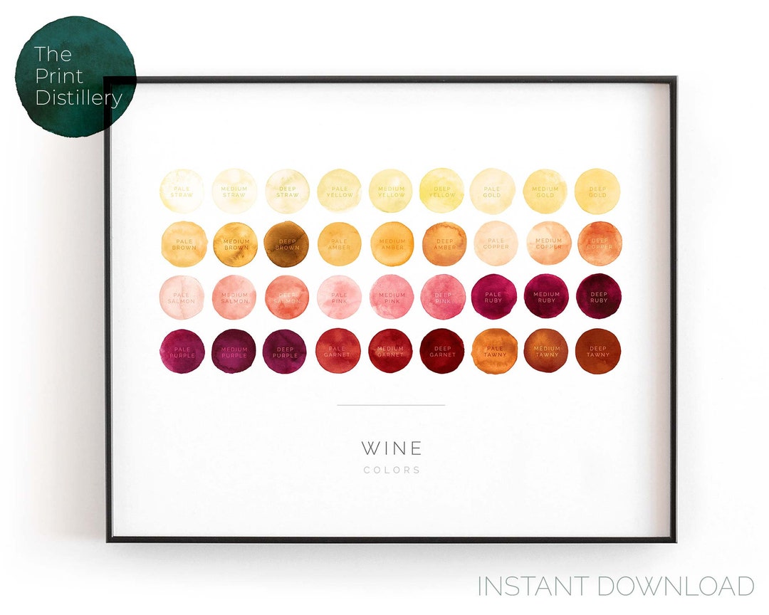 Wine Color Chart | Horizontal Printable Wall Art, Modern Minimalist ...