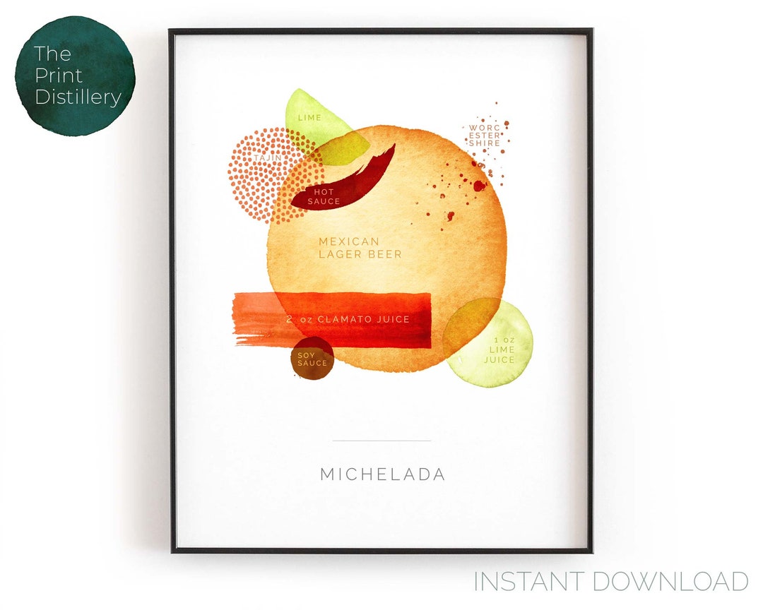 Michelada | Printable Beer Cocktail Wall Art, Modern Minimalist ...