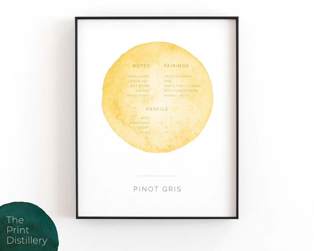 Pinot Gris Wine Tasting Notes Printable Wall Art Modern - Etsy