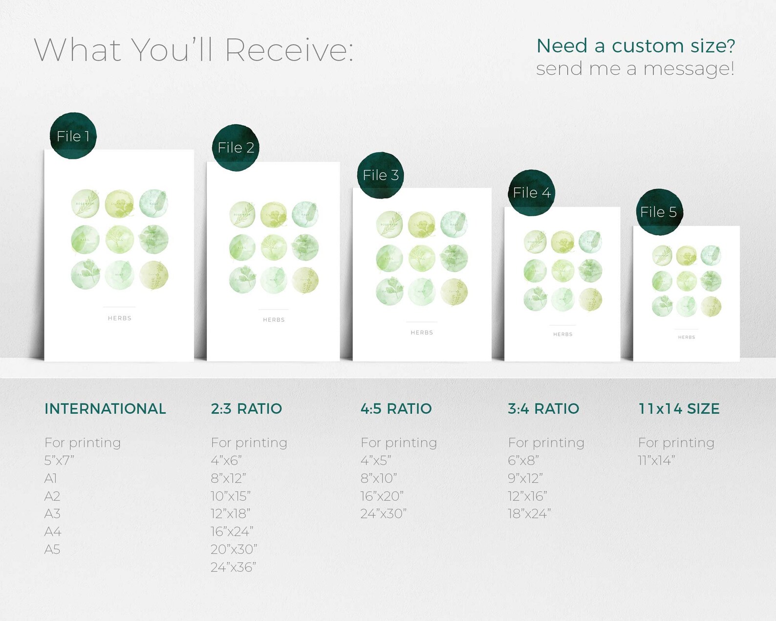 Herb Color Chart | Printable Wall Art, Modern Minimalist Dining Room ...