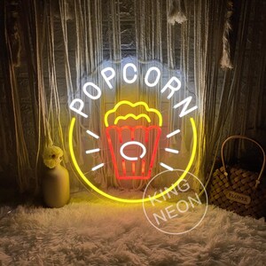 Popcorn Neon Sign Custom Popcorn LED Neon Light Snack Shop Neon Decor ...