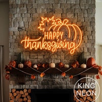 Give Thanks Neon Sign – Fall Wall Decor With Leaf Design LED Light - Etsy