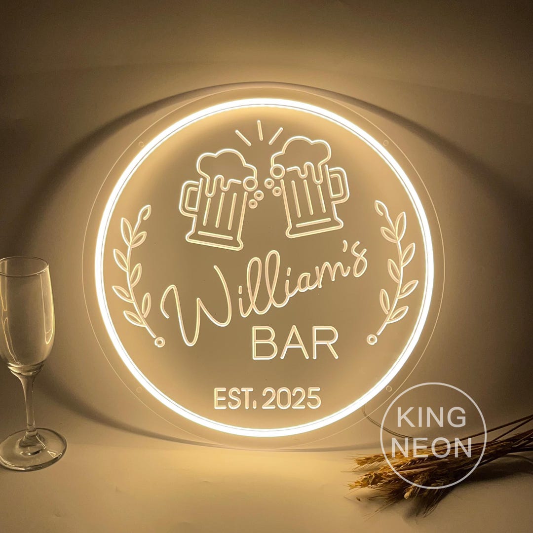 Custom Bar Neon Sign, USB Engraved Home Bar LED Neon Light Wall Decor ...