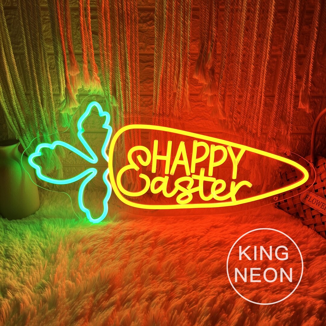 Happy Easter Carrot Neon Sign, Custom Easter Day Party LED Neon Light ...