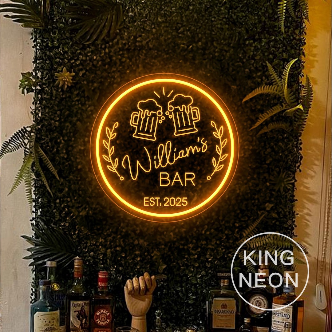 Custom Home Bar Neon Sign, USB Engraved Bar LED Neon Light Home Wall ...