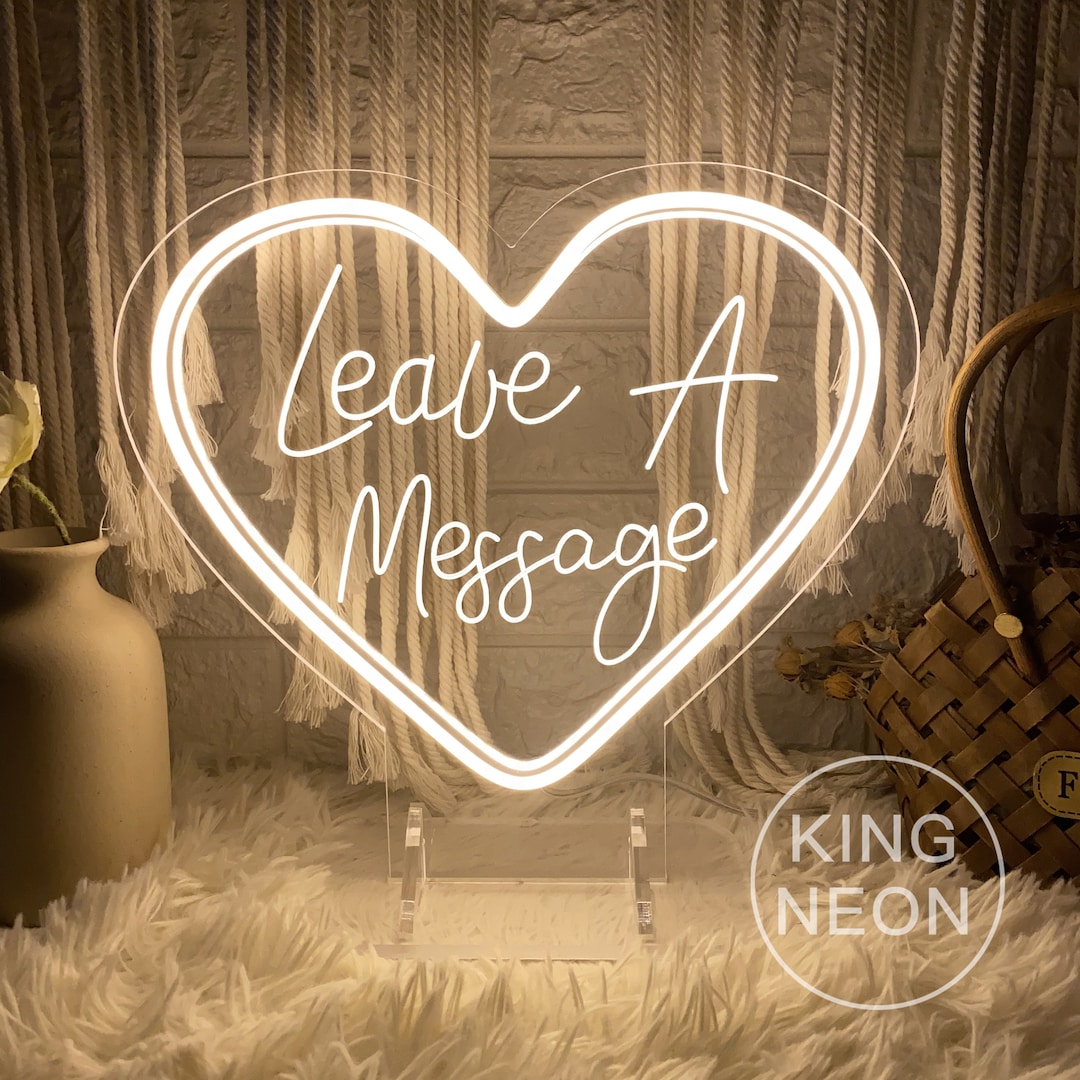 Leave A Message Heart With Stand Neon Sign, Custom 3D Engrave Art ...