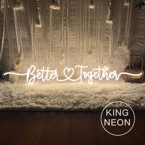 Better Together With Heart Neon Sign, Custom Wedding LED Neon Light ...