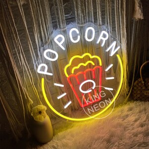 Popcorn Neon Sign Custom Popcorn LED Neon Light Snack Shop Neon Decor ...
