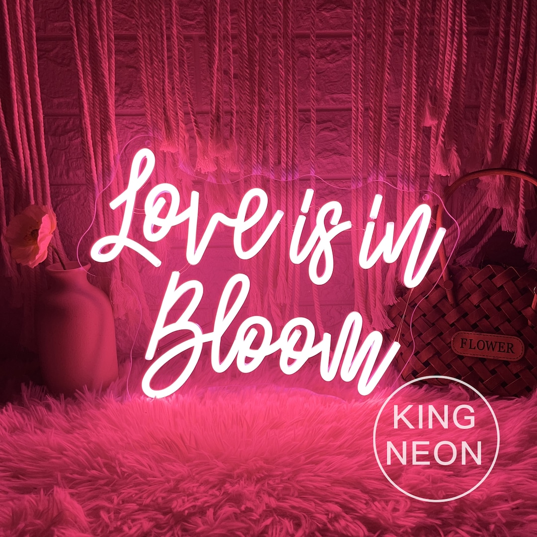 Love is in Bloom Neon Sign, Custom Wildflowers Bridal Shower LED Neon ...