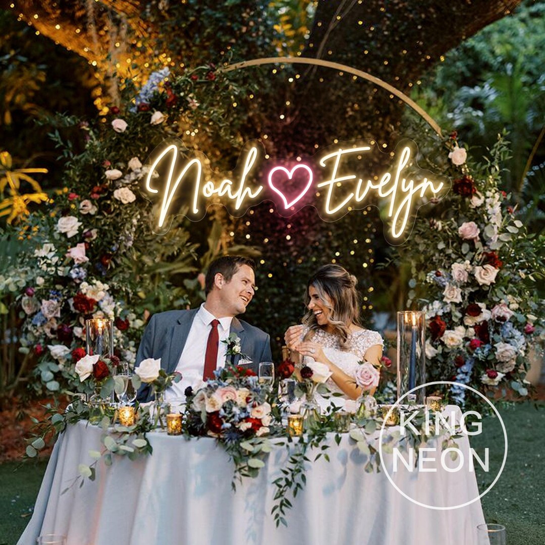 Custom Wedding LED Neon Sign, Couple Names With Heart Neon Light Home ...