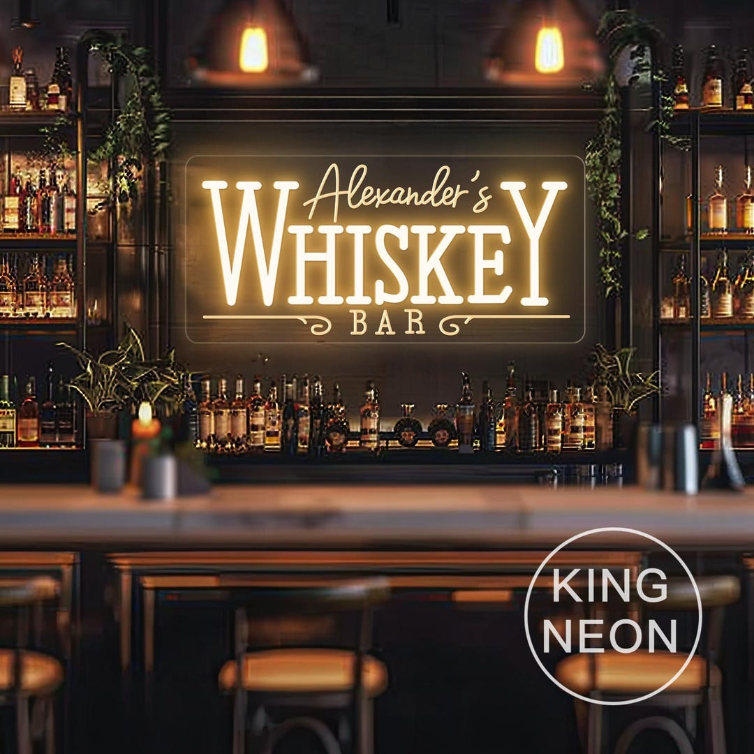 Custom Whiskey Bar LED Neon Sign, Personalized Home Bar Decor - Etsy